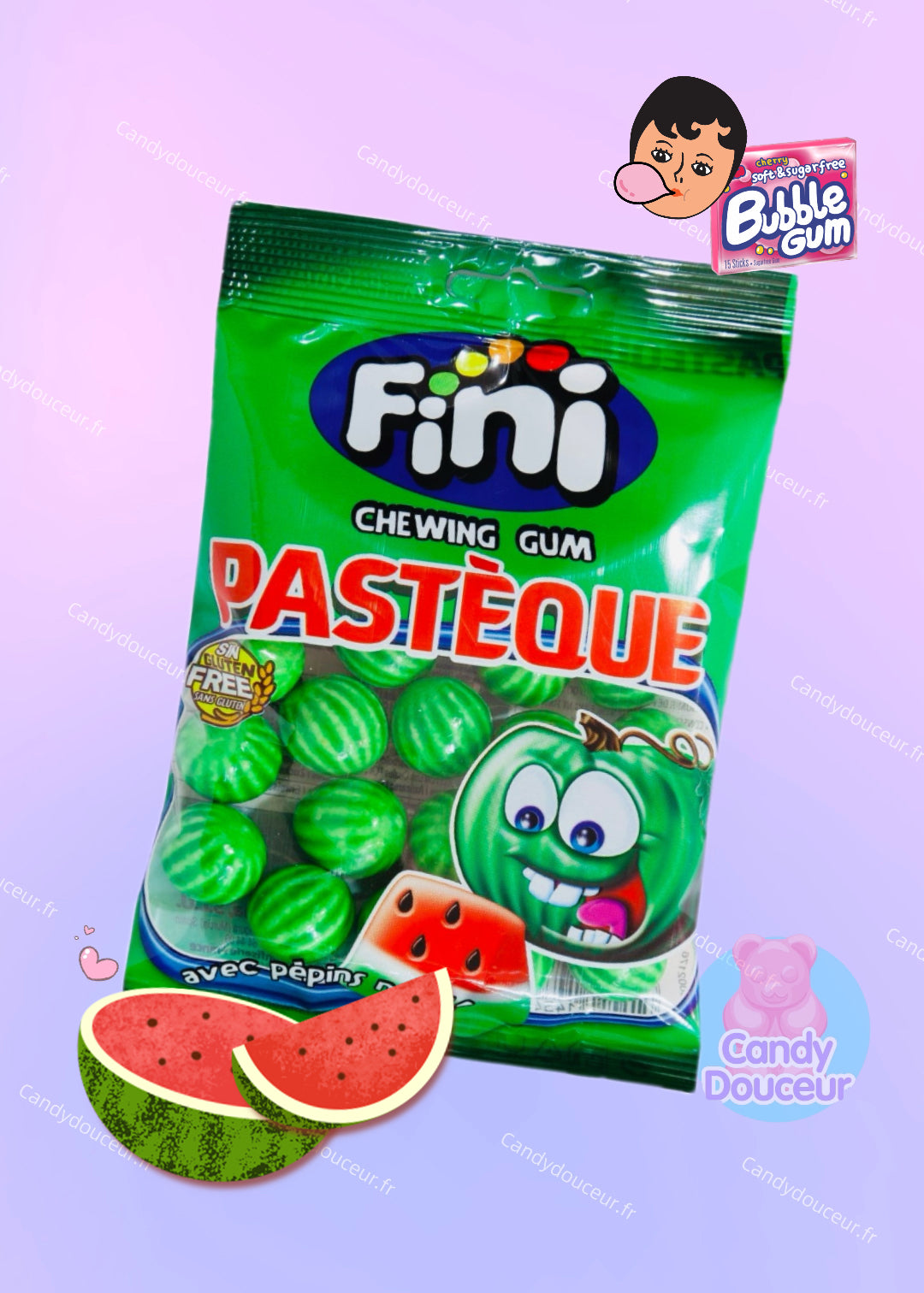 Chewing-gum Pastèque Fini (un sachet) – Candy Douceur