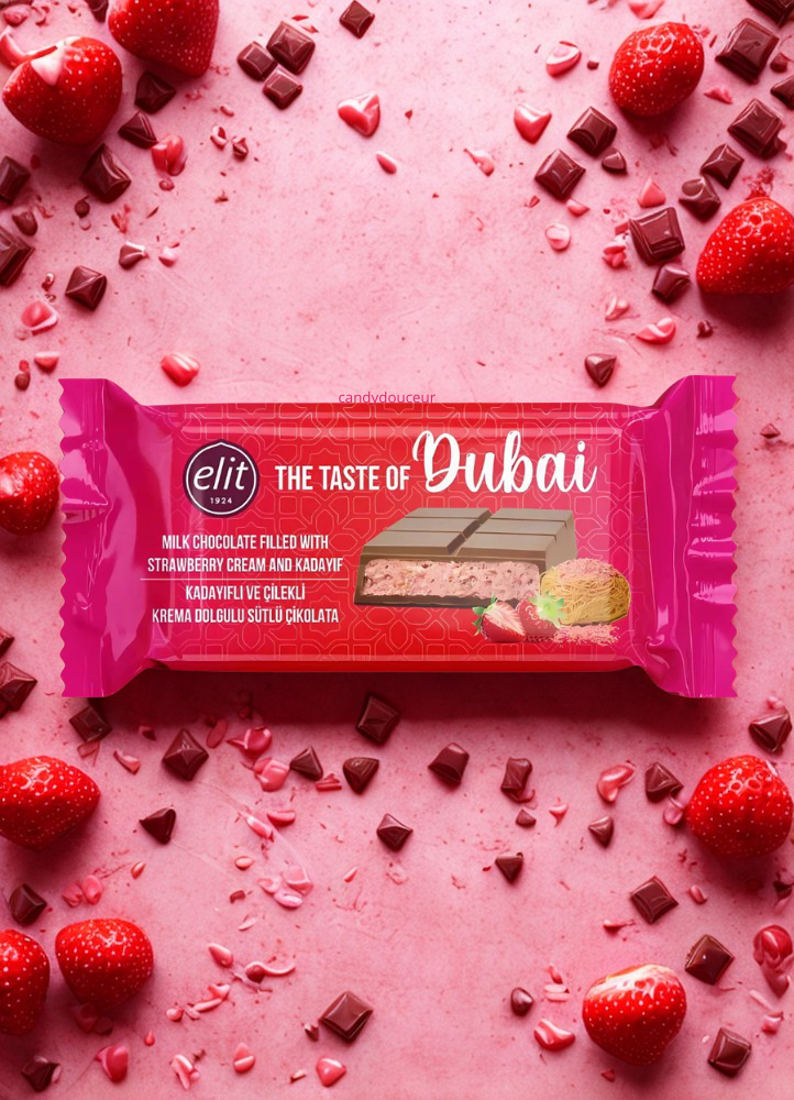 Tablette de Dubaï Kadayif Chocolat Fraise – Candy Douceur